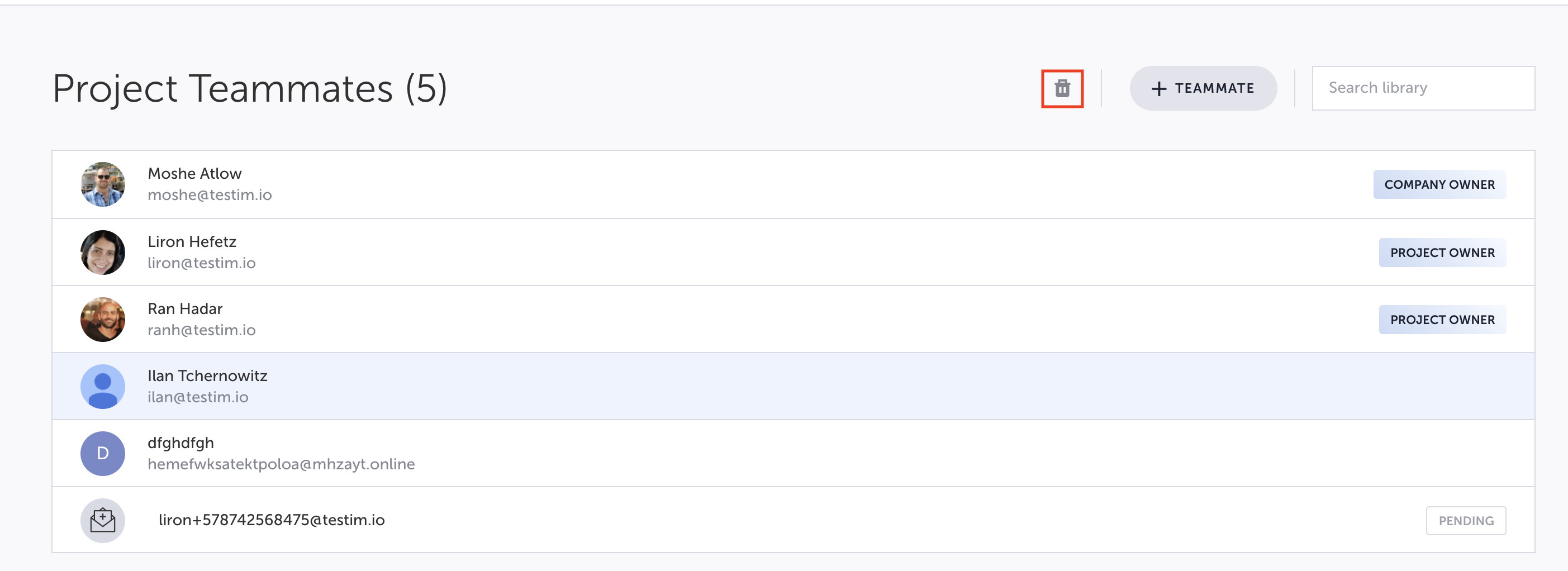 Project users management