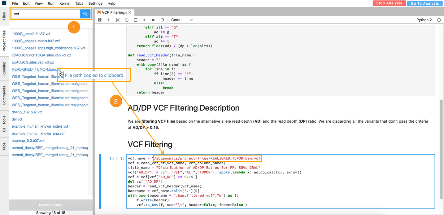 About files in a Data Cruncher analysis