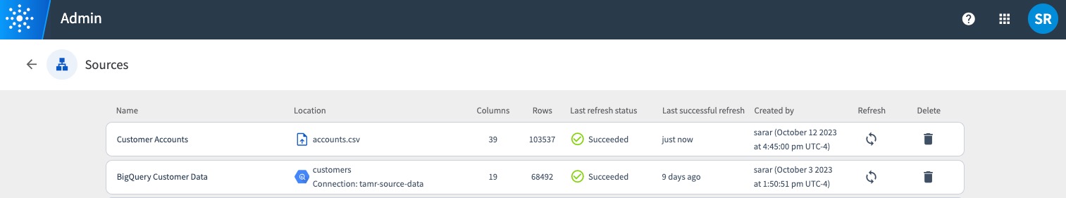 Managing Source Datasets