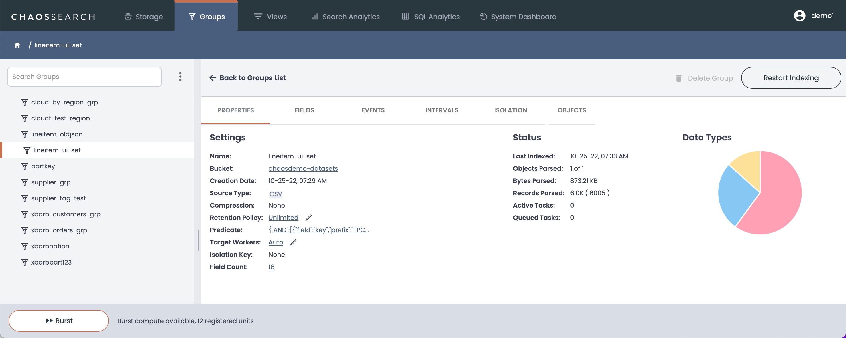 Object Group Properties Area
