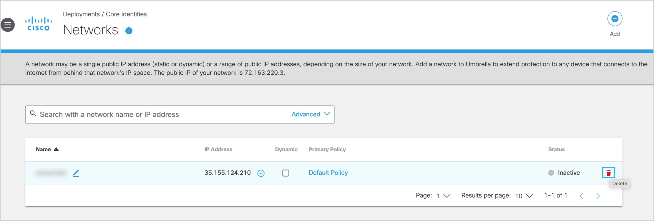Delete a Network Identity