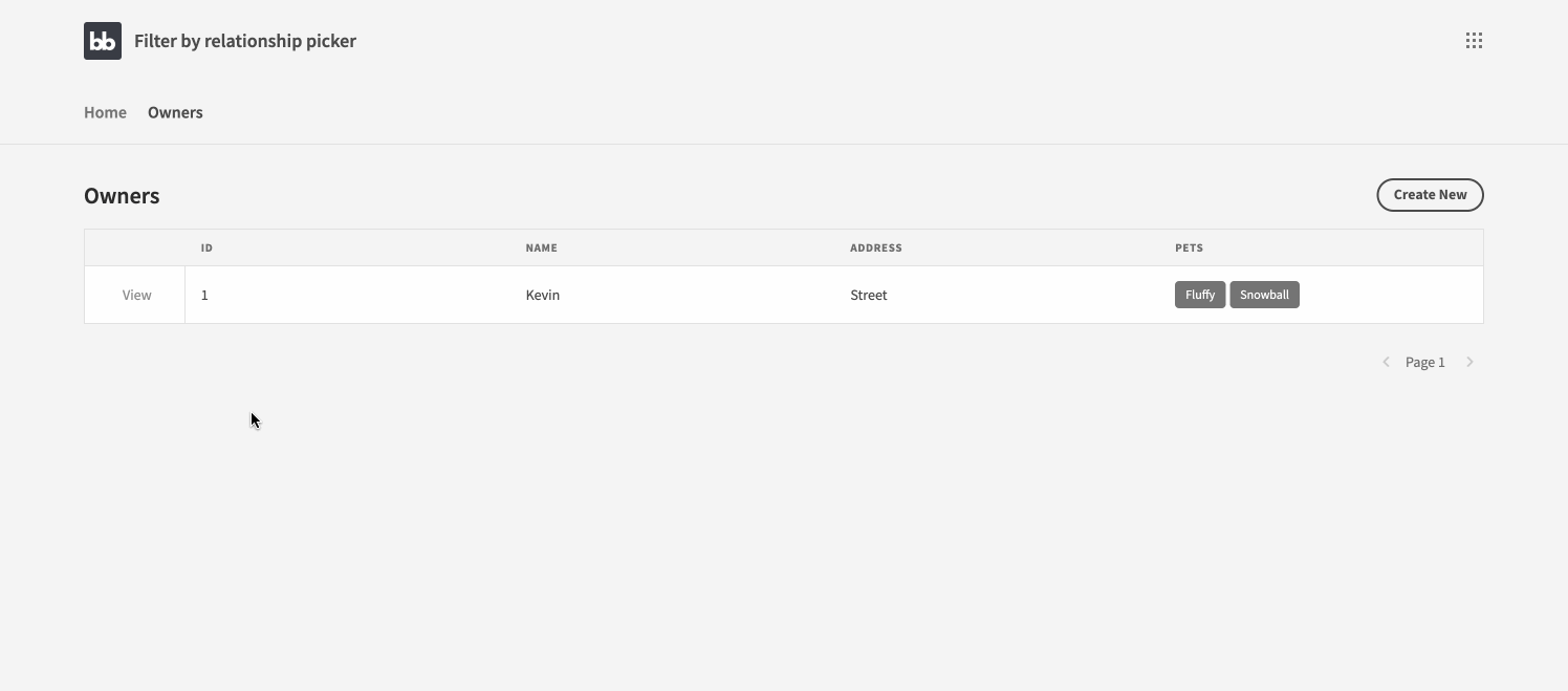 Filter by relationship picker