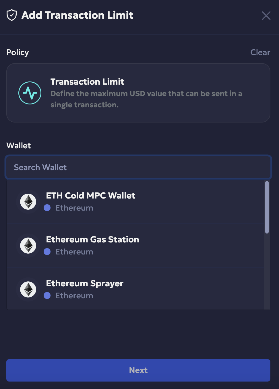 Add a transaction limit