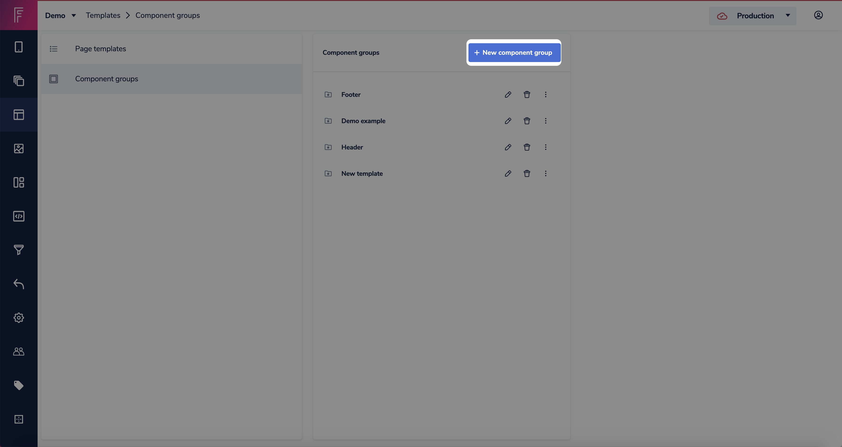 Creating a component group