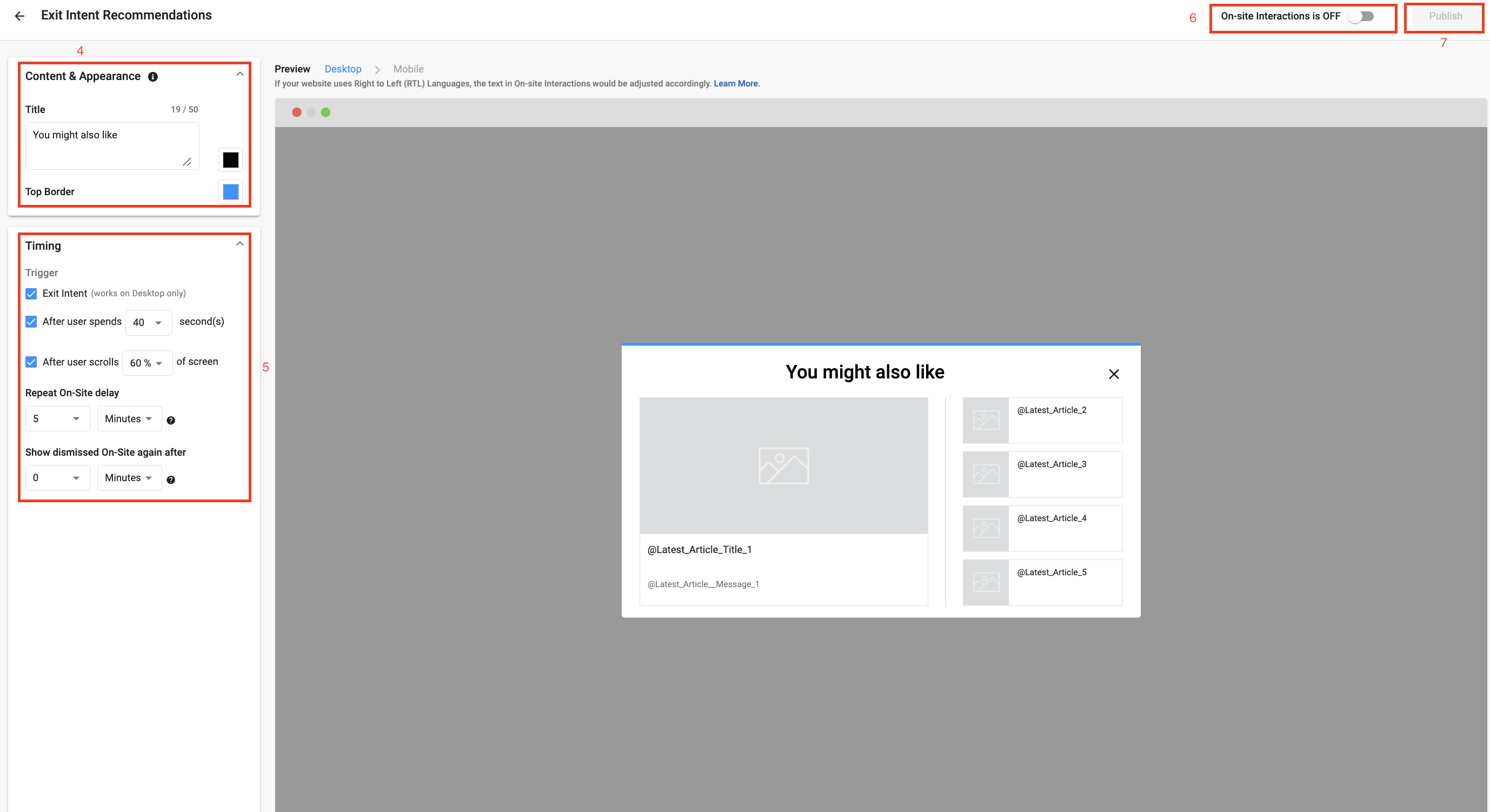 Exit Intent Recommendations