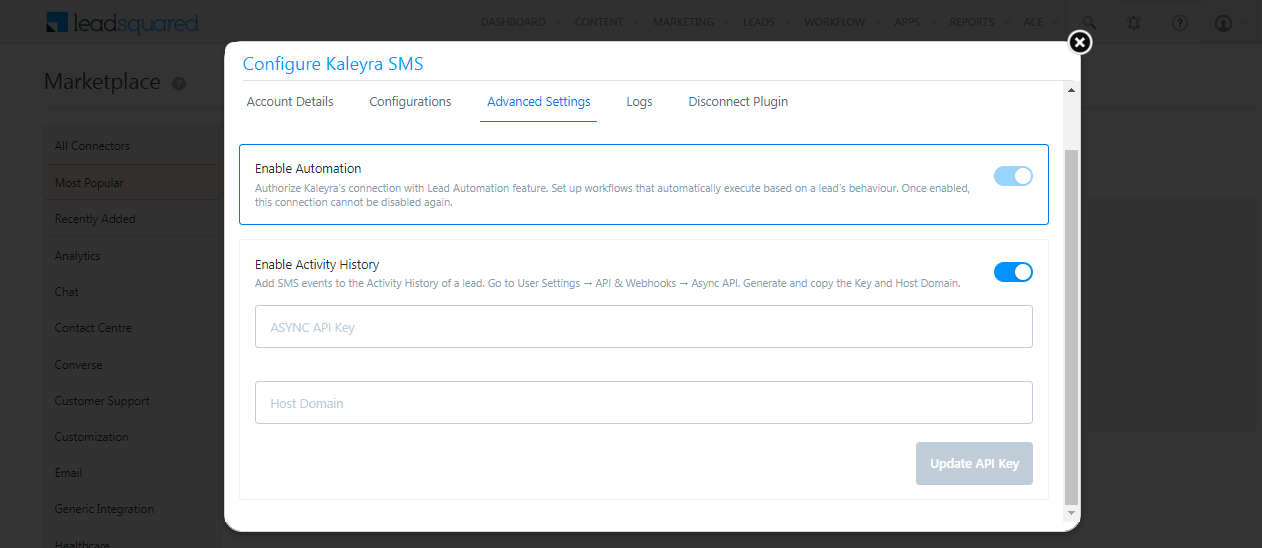 Kaleyra SMS with LeadSquared