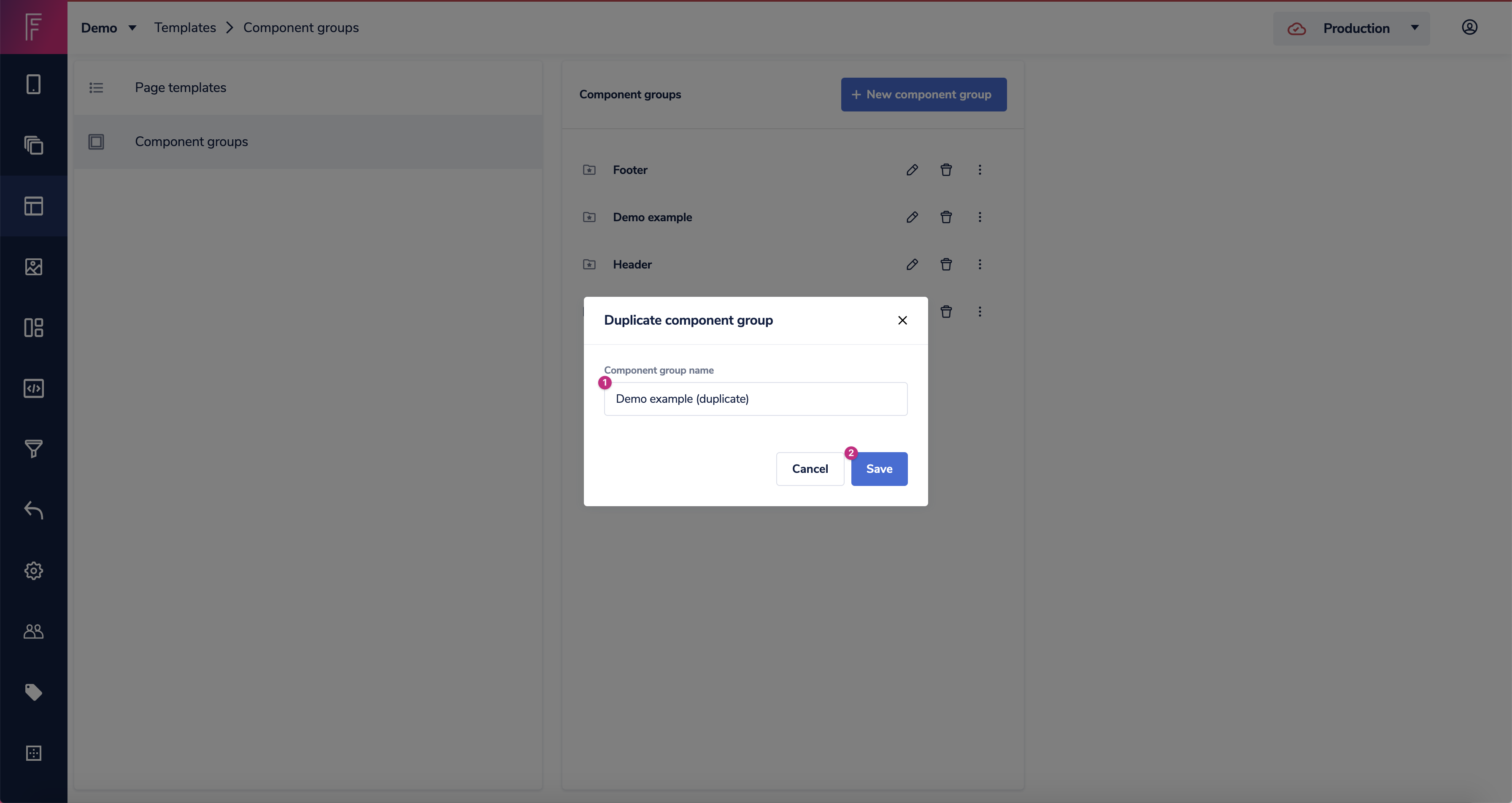 Creating a component group