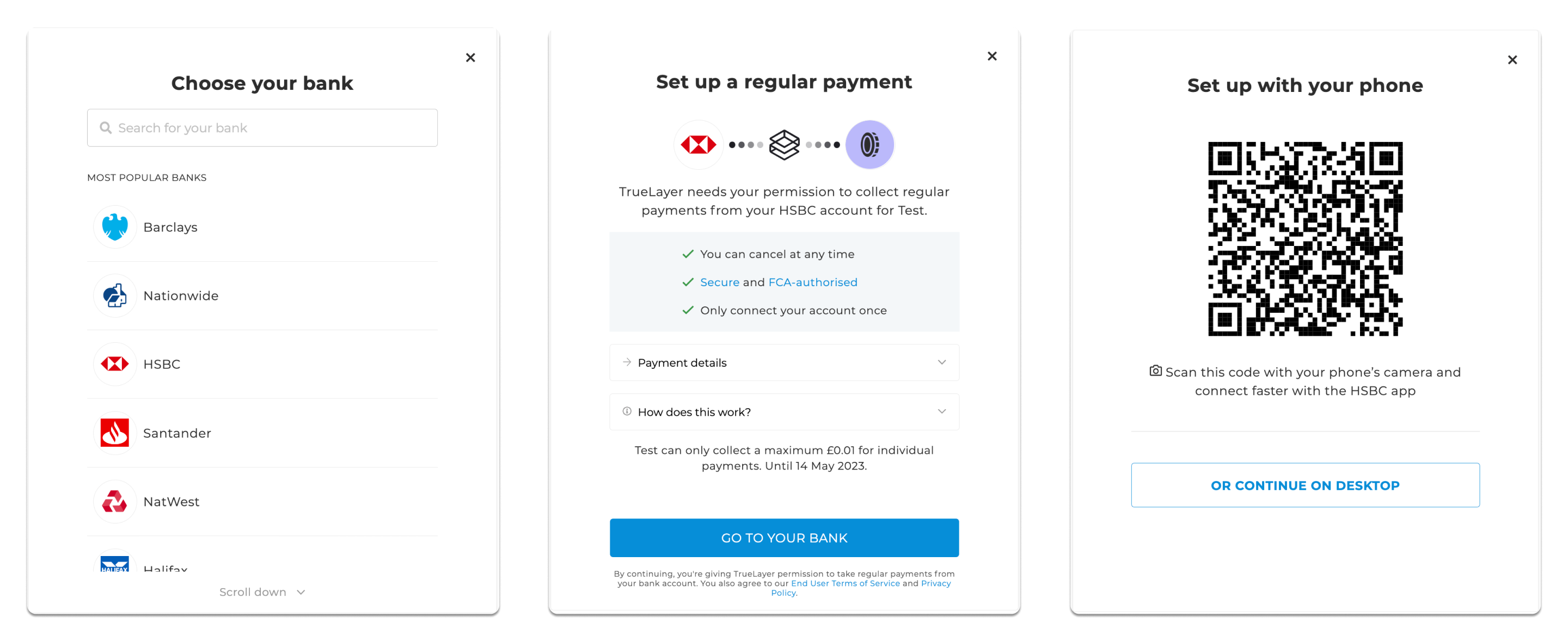 Hosted payments page